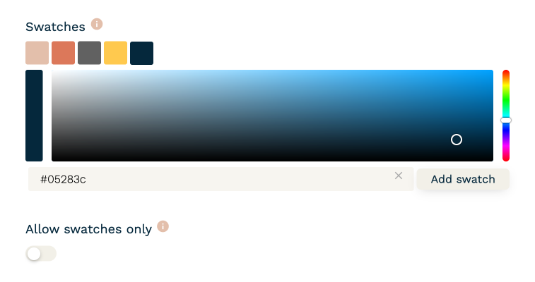 How can I specify certain color swatches for the Color Picker field ...