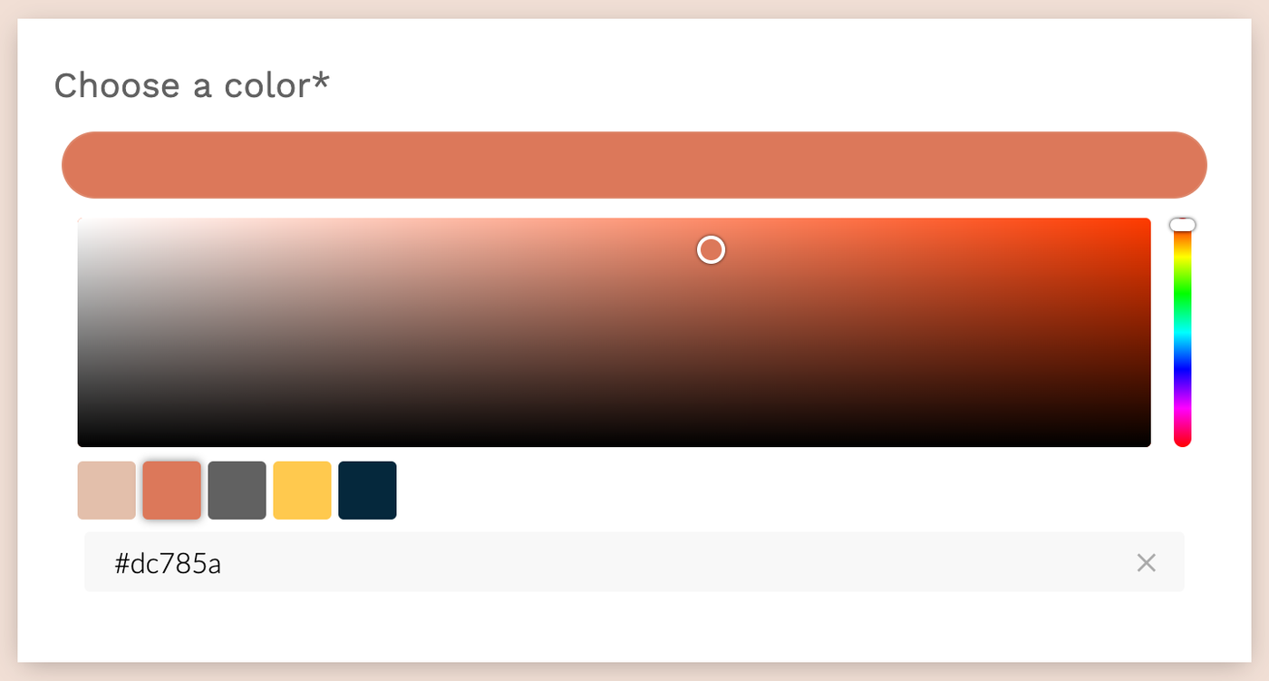 How can I specify certain color swatches for the Color Picker field ...