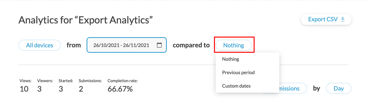 How do I compare my results via date range? | Paperform Help Center