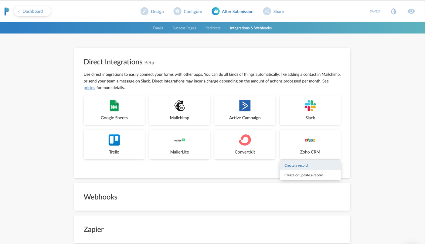 How do I integrate with Zoho CRM? | Paperform Help Center