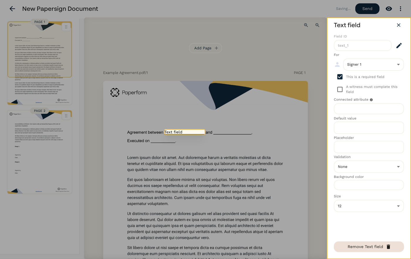 What types of fields are supported in Papersign, and how are they ...