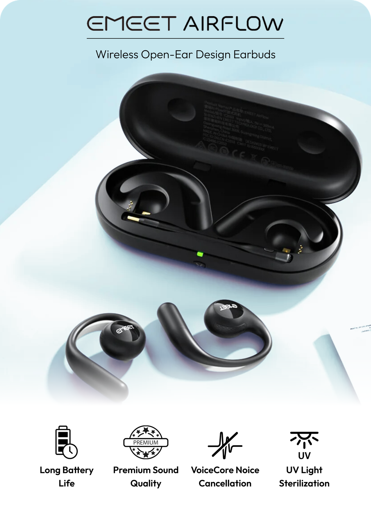 EMEET Airflow | Wireless Open-Ear Design Earbuds | Searching C Singapore
