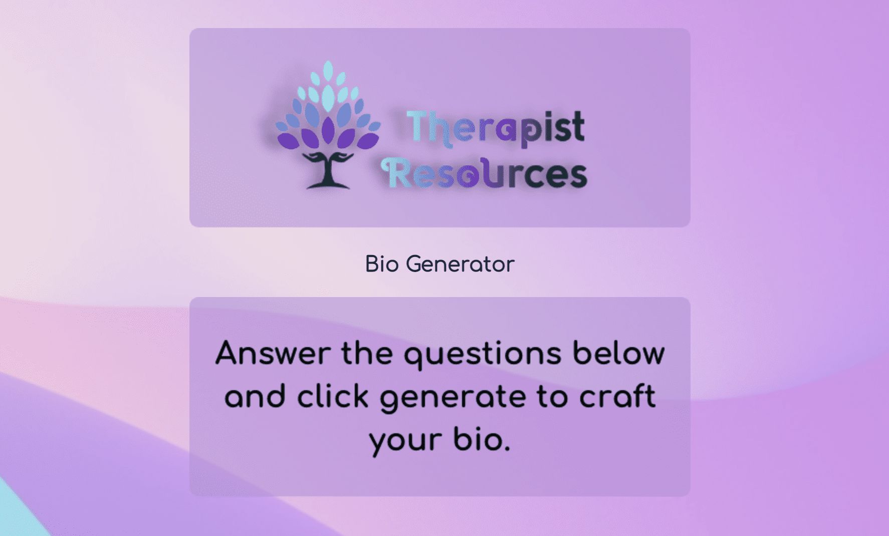 Bio Generator for Psychology Today 3.0